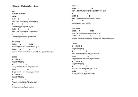 Humbled By Your Majesty Lyrics And Chord Progression For The Worship
