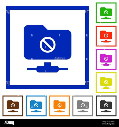 Ftp Disabled Flat Color Icons In Square Frames On White Background Stock Vector Image And Art Alamy