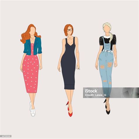 손으로 그린 패션 모델 벡터 일러스트 레이 션 개념입니다 가방에 대한 스톡 벡터 아트 및 기타 이미지 가방 개인 장식품 검은색 Istock