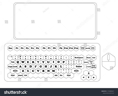 computer set keyboard mouse hexagonal shape stock vector royalty free 1735884641 shutterstock