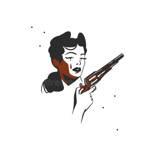 Girl Holding Gun Drawing