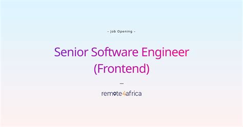 Remote Senior Software Engineer Frontend Job At It Telecommunication Services Company