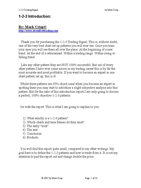 Mark Crisp 1 2 3 Trading System Pdf Pdf Business