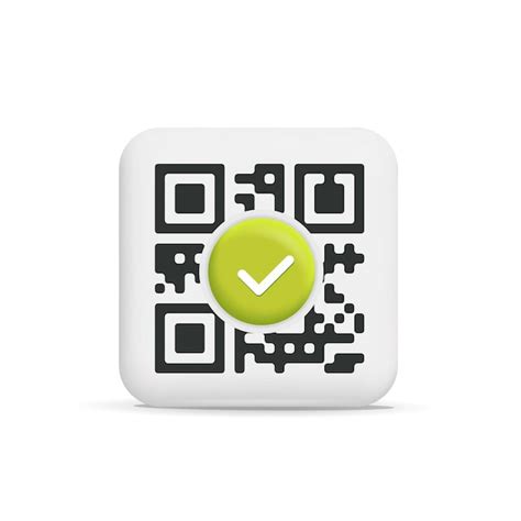 Premium Vector 3d Vector Black Square Qr Code With Green Check Mark