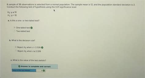 Solved A Sample Of 36 Observations Is Selected From A Normal
