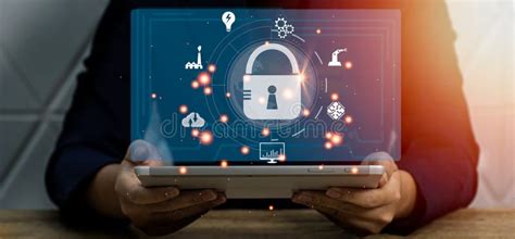 Cybersecurity Concept Businessman Using Tablet To Protect Cyber