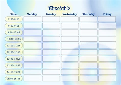 Blue And Green Timetable