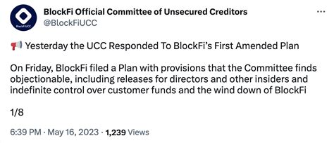 Ucc Statement To Creditors Via Twitter Re Blockfi Plan Objections R