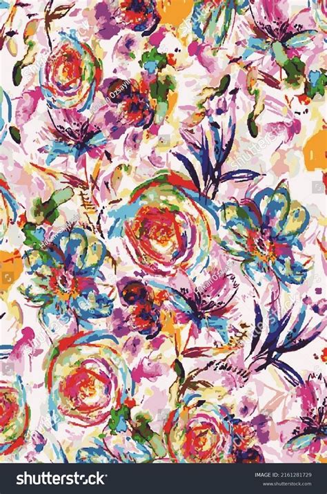 Effective Medium Sized Floral Colorful Fabric Patterns Textile Design