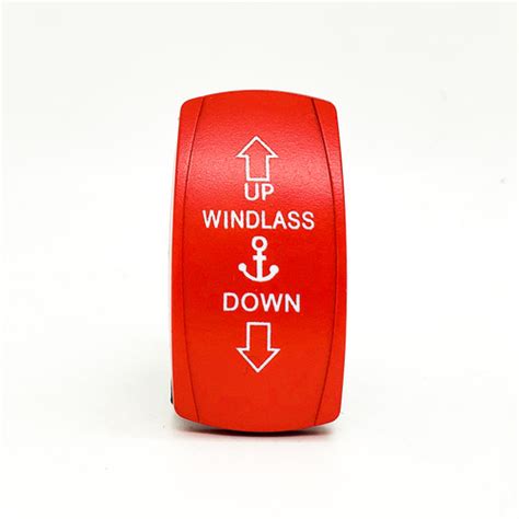 Windlass Updown Momentary Red Rocker Switch 4 Pin For Boats Marine