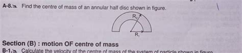 A 8 Find The Centre Of Mass Of An Annular Half Disc Shown In Figure Sec