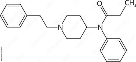 Fentanyl Molecule Organic Or Synthetic Drug Structure Formula Illegal