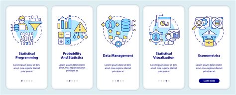Data Analyst Skills Onboarding Mobile App Screen Profession Walkthrough 5 Steps Editable