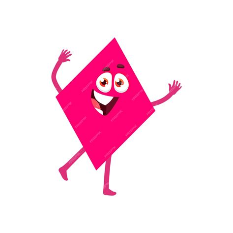 Premium Vector Rhombus Math Shape Character With Happy Laugh Face