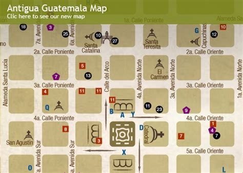Map Of Downtown Antigua Guatemala