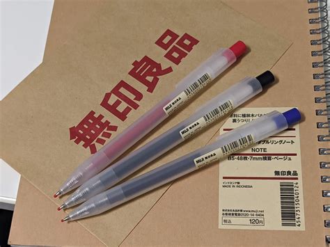 5 Pack Muji Pens Japan Gel Ink Click Cap Black Blue 038mm 05mm Etsy