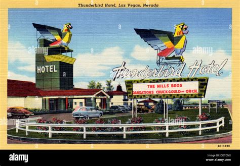 Thunderbird Hotel Las Vegas Nevada Postcard 1950 Artist Unknown
