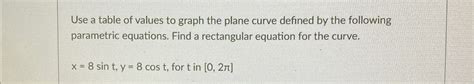 Use A Table Of Values To Graph The Plane Curve