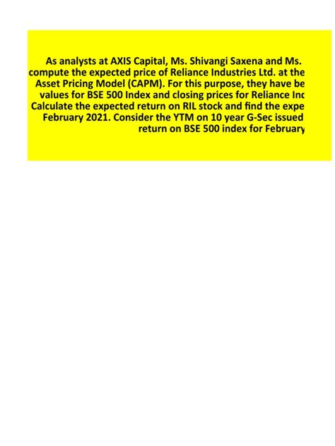 Capm Numerical With Formula Pdf Variance Capital Asset Pricing Model