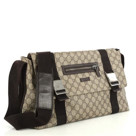 Gucci Messenger Buckle Bag Gg Coated Canvas Large At 1stdibs Gucci