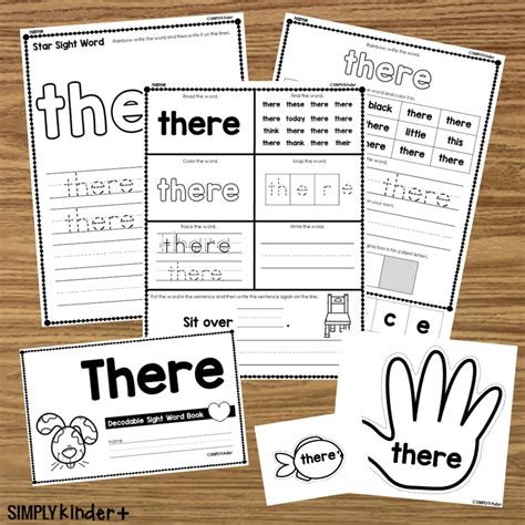 There Sight Word Activities Simply Kinder Printable Membership