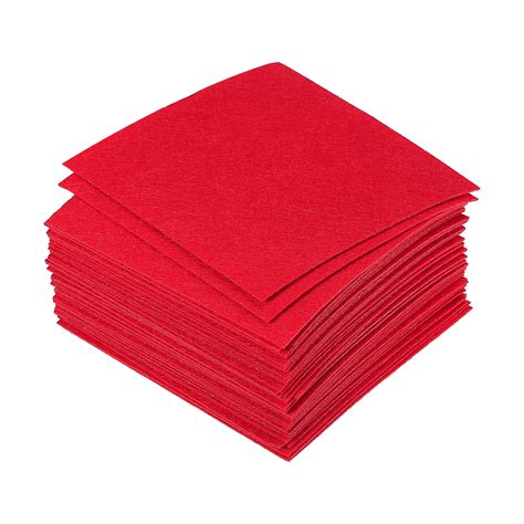 Soft Felt Sheets Fiber Craft Sheets Red 4 Inch X 4 Inch 40 Pcs