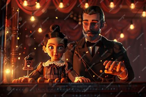 Father And Daughter At A Puppet Show Premium Ai Generated Image