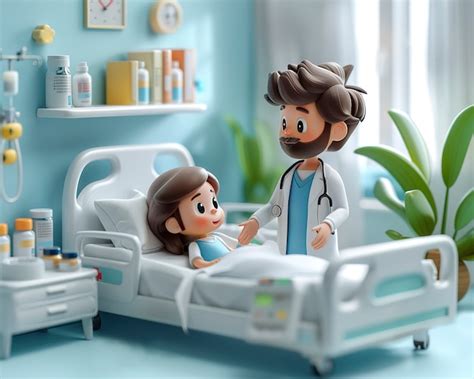 Free Photo 3d Cartoon Hospital Healthcare Scene