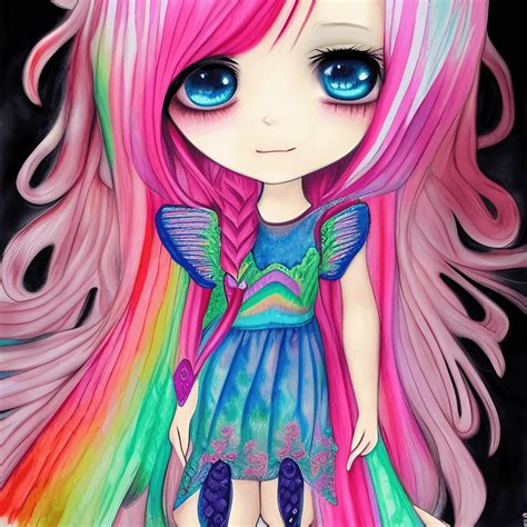 El Pixie Princess With Pink Thick Rainbow Platted Hair · Creative Fabrica