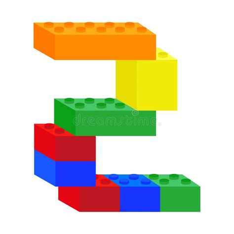 Two Built From Colorful Plastic Building Blocks 2 From Plastic Constructor Vector Illustration