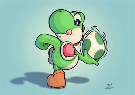 Yoshi Learnt To Throw Eggs By Simgart On Deviantart Yoshi Yoshi Drawing Super Mario Art