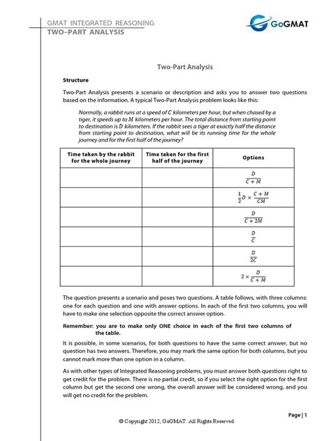 Two Part Analysis Gmat Integrated Reasoning Pdf Graduate Management Admission Test Equations
