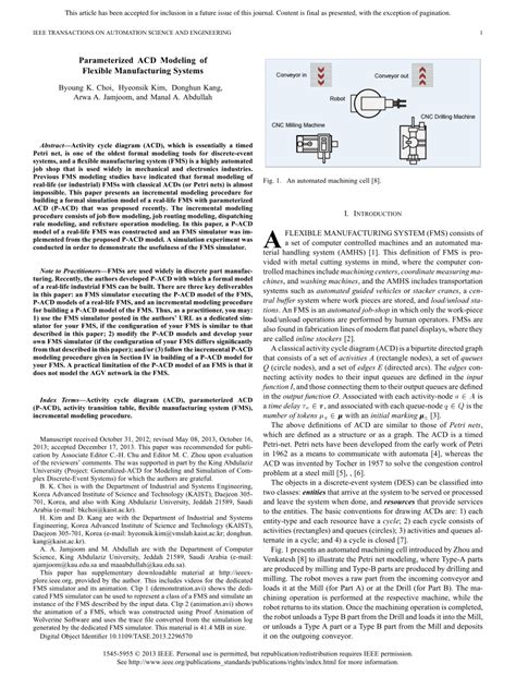 Pdf Parameterized Acd Modeling Of Flexible Manufacturing Systems