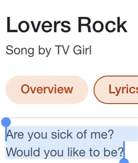 Lovers Rock By Tv Girl