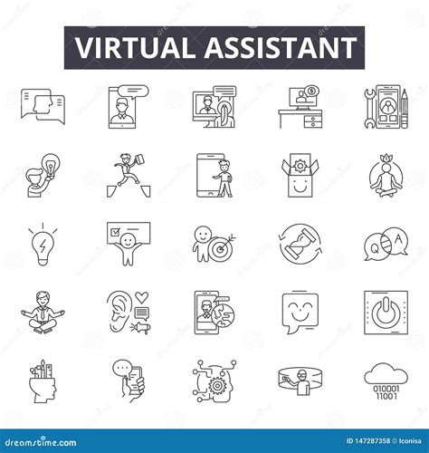 Virtual Assistants Line Icons, Signs, Vector Set, Linear Concept, Outline Illustration Stock ...