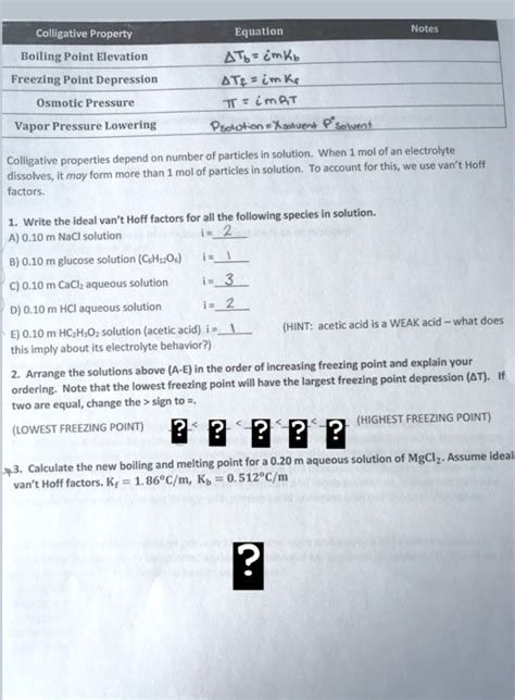 Colligative Properties Equations