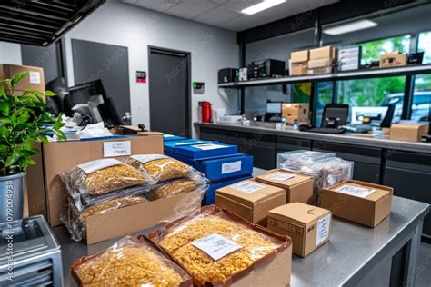 Evidence Room With Sealed Bags Boxes And Labeled Items On Metal