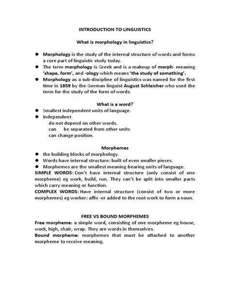 Introduction To Linguistics Pdf Morphology Linguistics Syntax