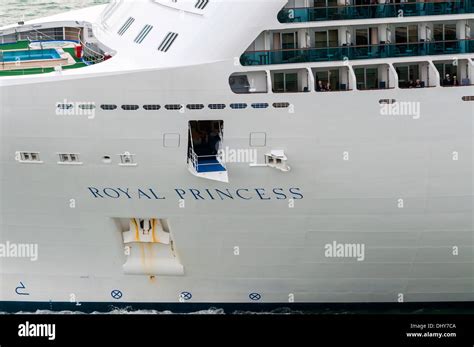 The Royal Princess Cruise Ship Close Up Detail Balcony Cabins Stock