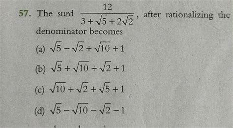 The Surd 35 22 12 After Rationalizing The Denominator Becomes Filo