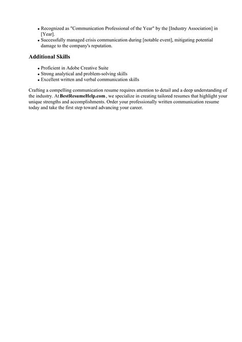 Communication Resume Sample Communication Resume Pdf
