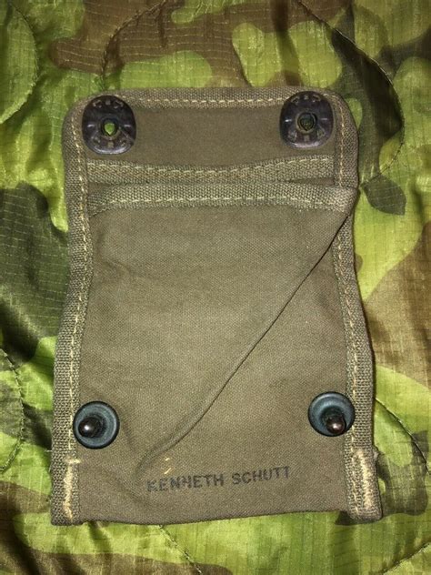 Original Ww2 Compass Pouch Us Army Usmc Khaki Canvas 2021830389