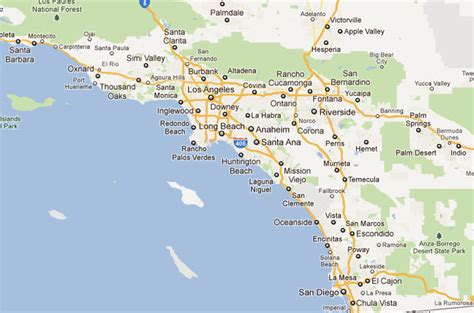 Map Southern California Coast