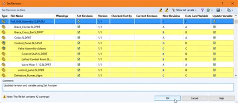 the solidworks pdm update variable is disabled with set revision