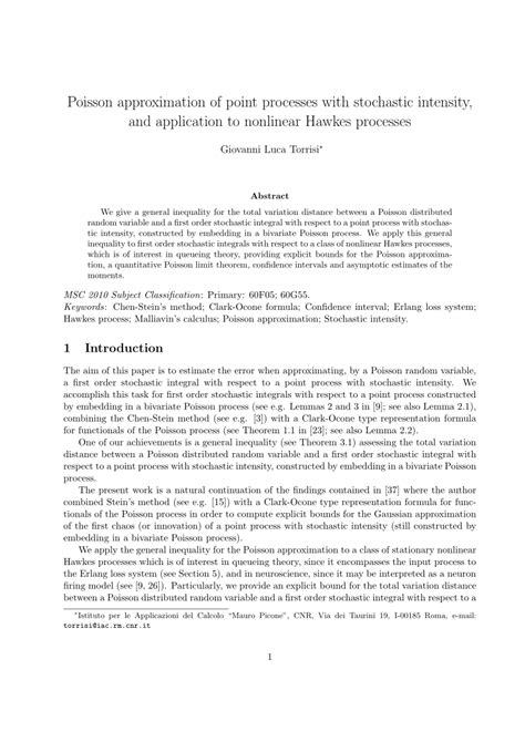 Pdf Poisson Approximation Of Point Processes With Stochastic