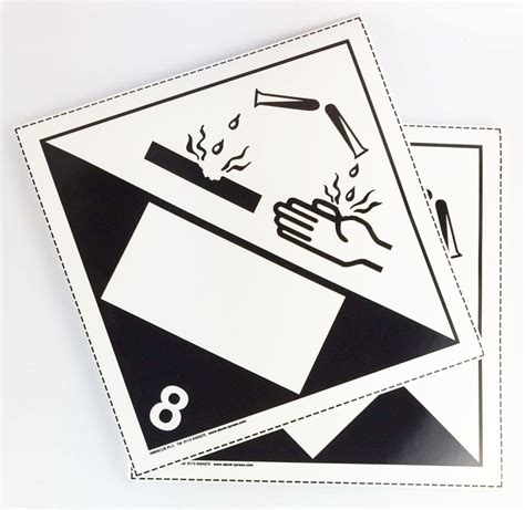 Class 8 Corrosive Placard With Blank Un Box 250mm Hibiscus