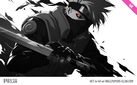 Naruto Kakashi Sensei Black And White Desktop Wallpaper 4k