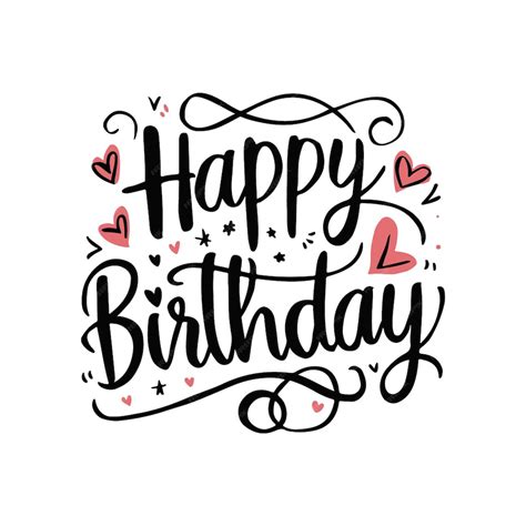 Elegante Caligrafía Negra Tipografía De Cumpleaños Feliz Para Tarjetas