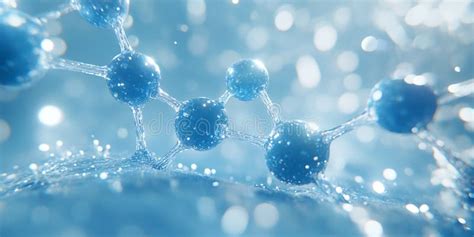 Abstract Blue Molecule Structure With Bokeh Background Stock