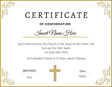 Catholic Confirmation Certificate